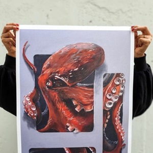 Red Octopus by Odeith Editioned artwork | Art Collectorz